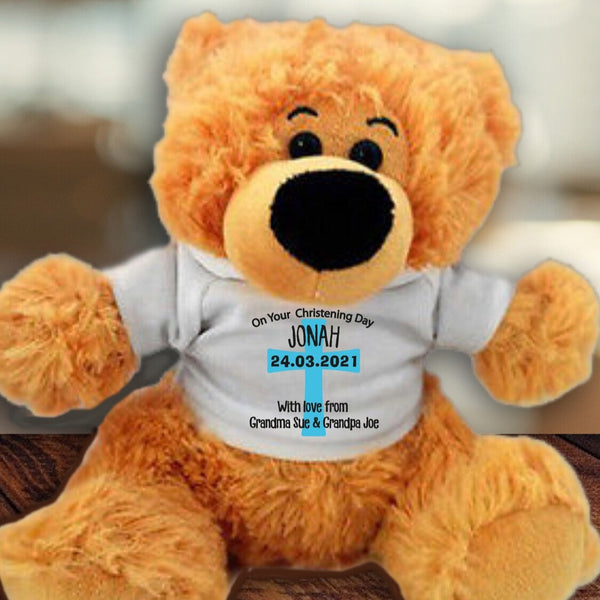 Personalised Christening Teddy Bear – Happy Look Gifts
